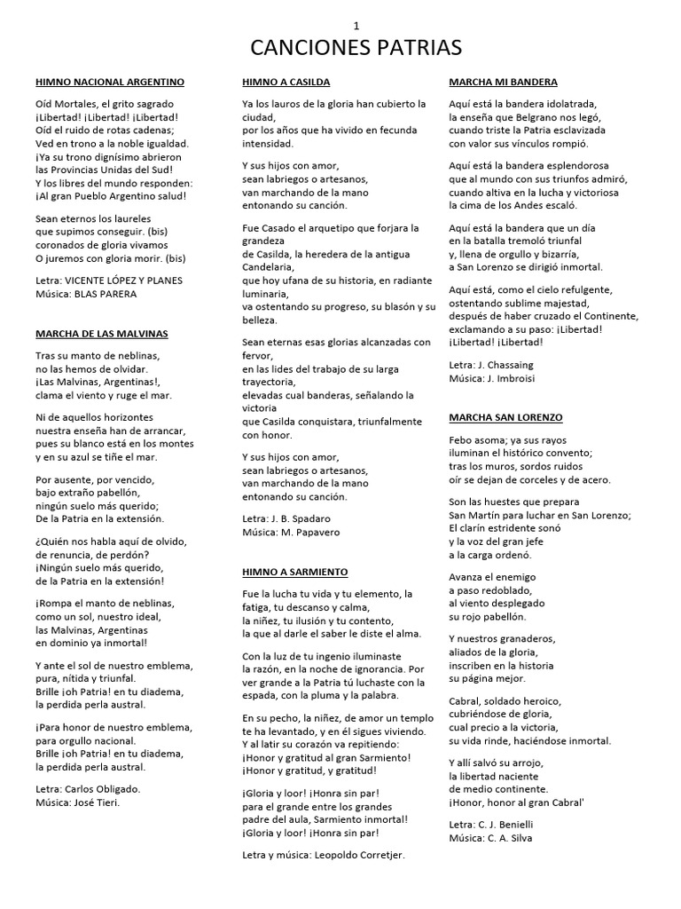 Canciones Patrias | PDF
