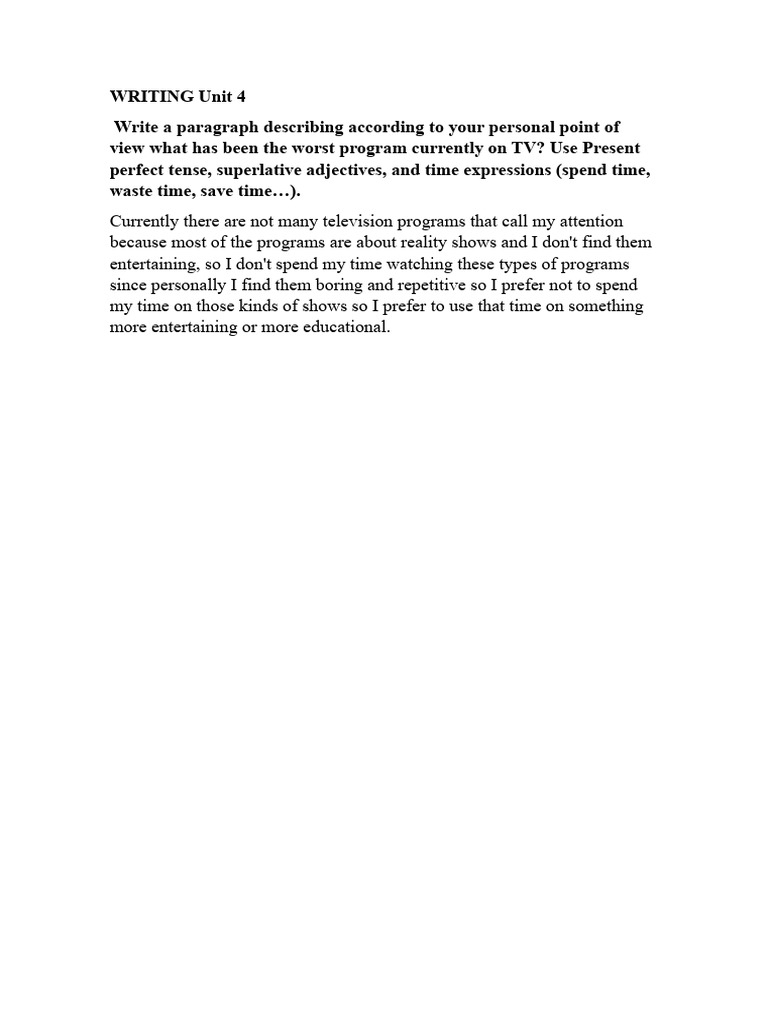 Worst TV Program Opinion Essay | PDF