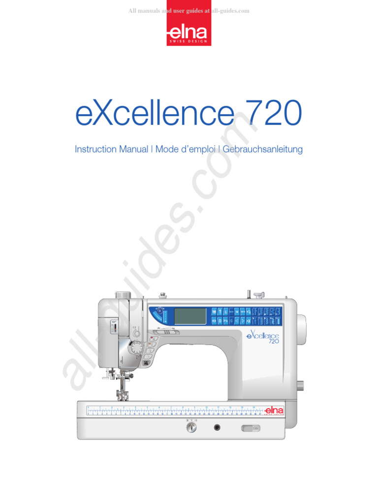 Elna EXcellence 720 Sewing Machine Instruction Manual | PDF | Sewing ...