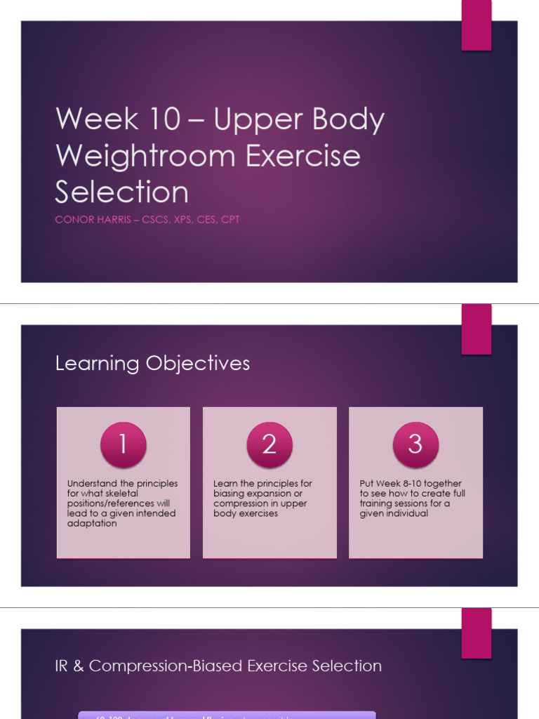 Week 10 - Upper Body Weightroom Exercise Selection | PDF