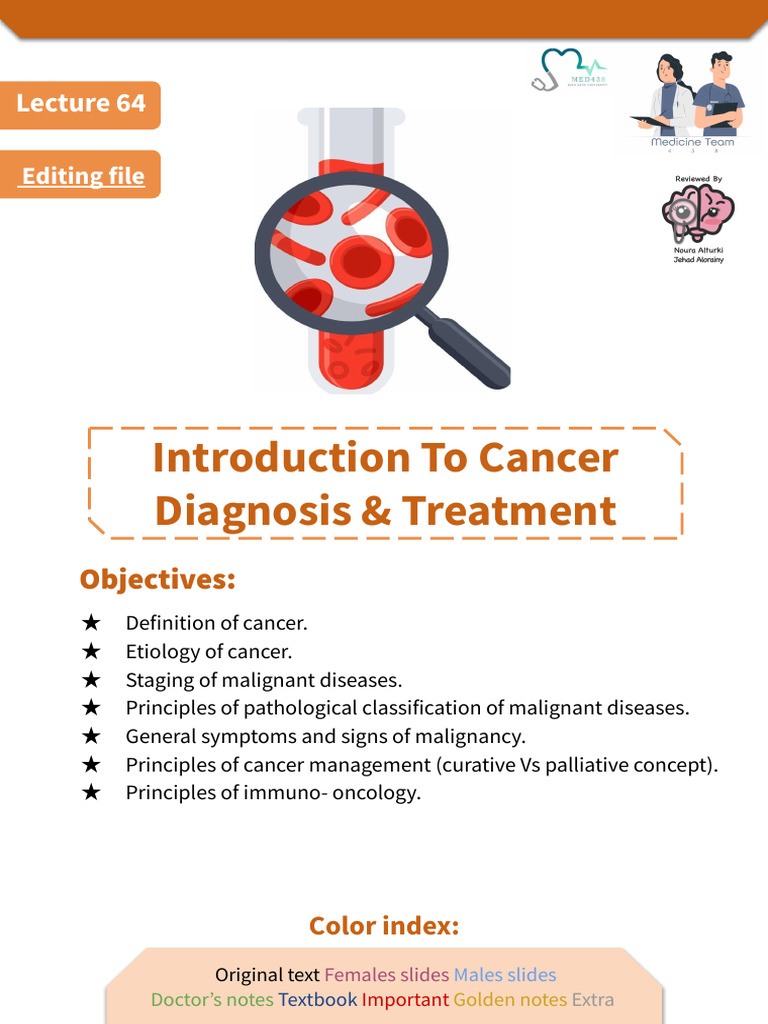L63- Introduction To Cancer Diagnosis | PDF