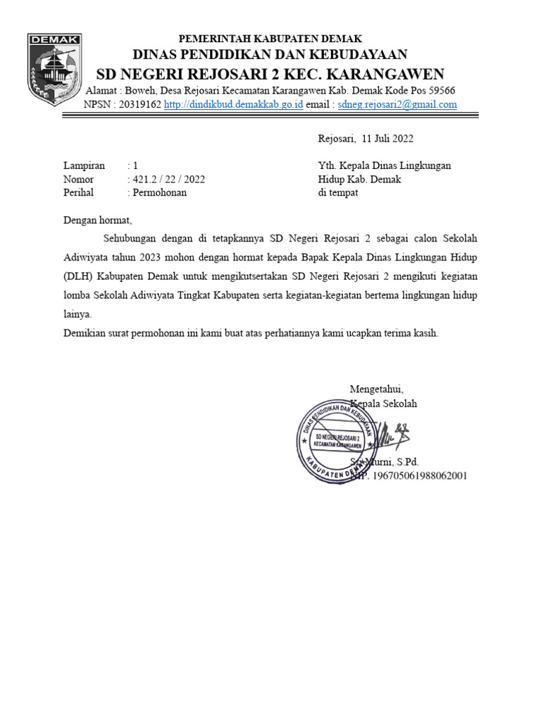 Surat Permohonan DLH | PDF