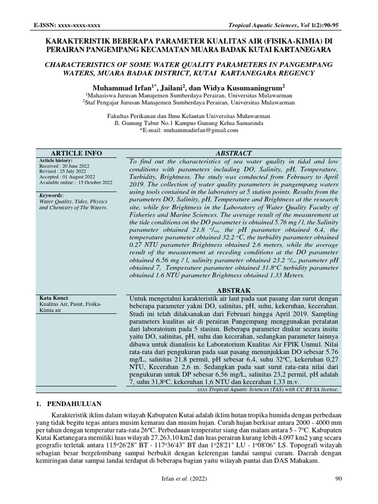 Karakteristik Beberapa Parameter Kualitas Air (Fisika-Kimia) 90-95 | PDF