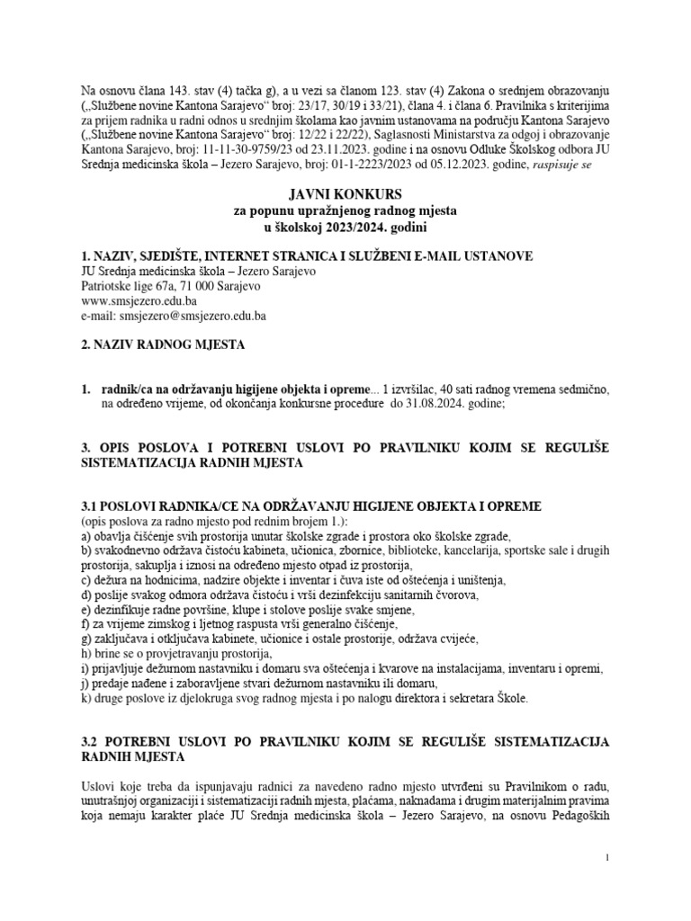 Tekst Javnog Konkursa | PDF