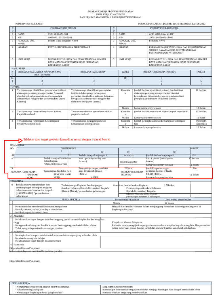 Contoh SKP Penyuluh Pertanian | PDF