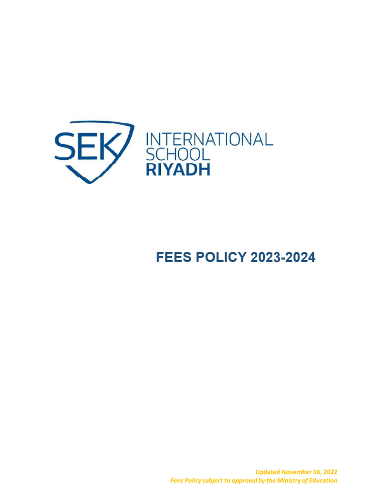 SEK Riyadh Fees Policy 23 24 New Logo | PDF