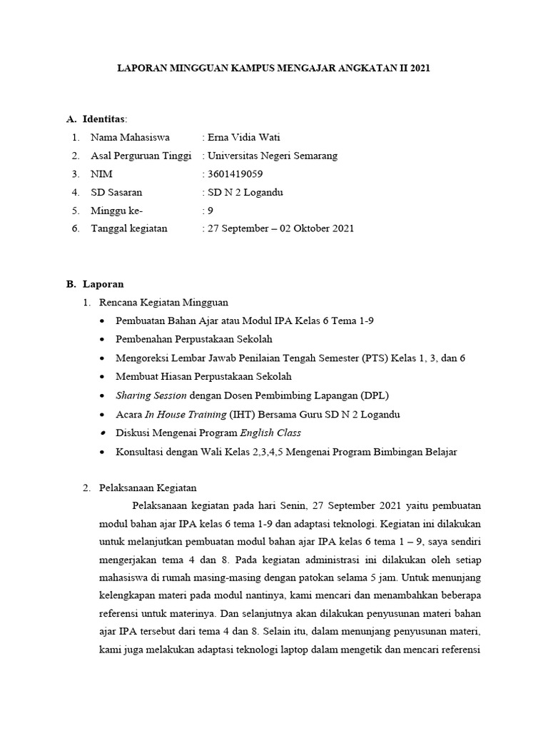 Laporan Minggu Ke-9 | PDF