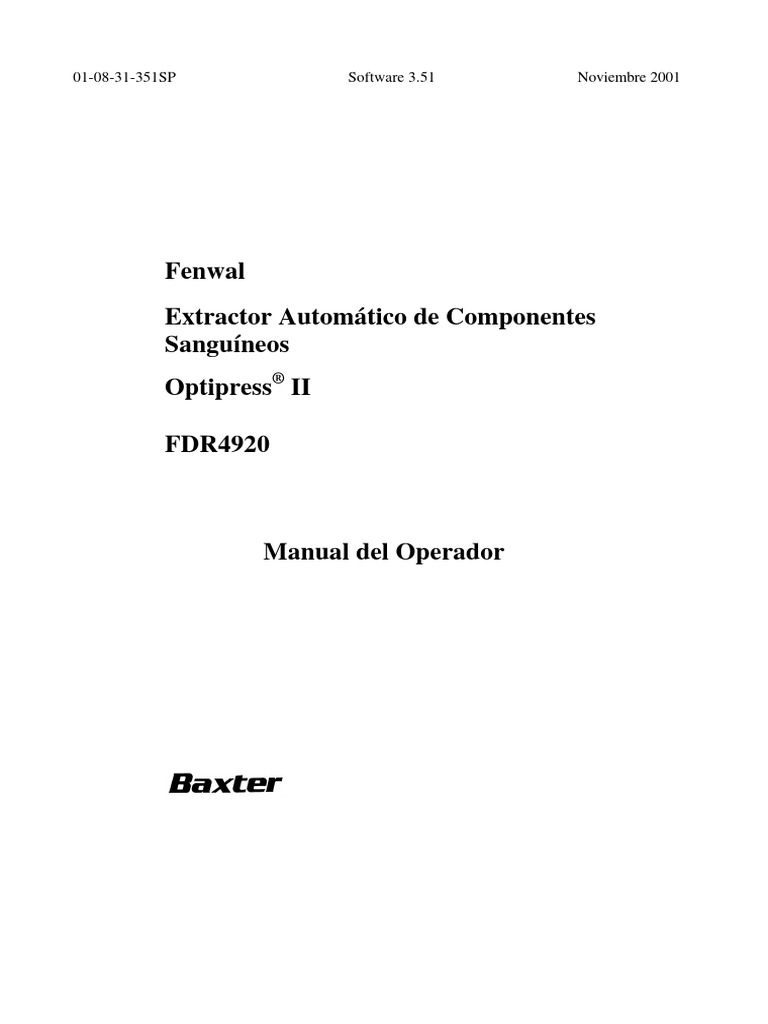 MANUAL BAXTER | PDF | Sangre | Óptica