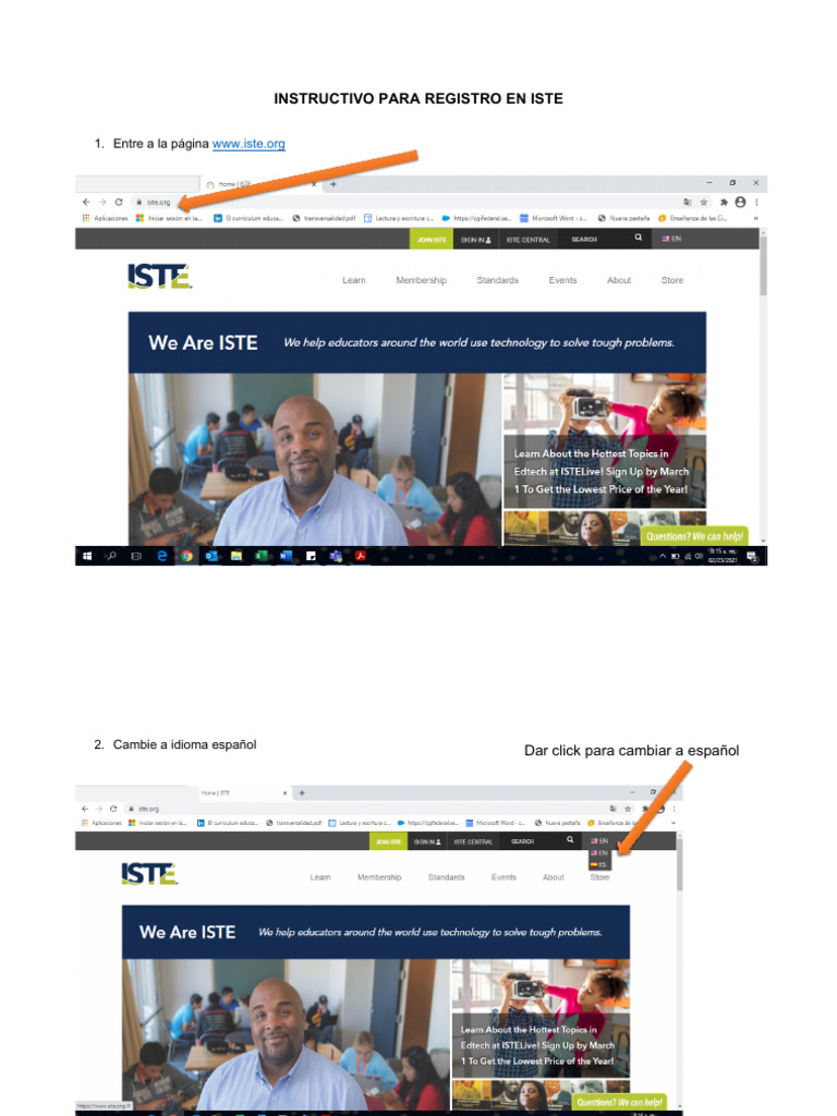 Paso 2 para El Registro en ISTE | PDF