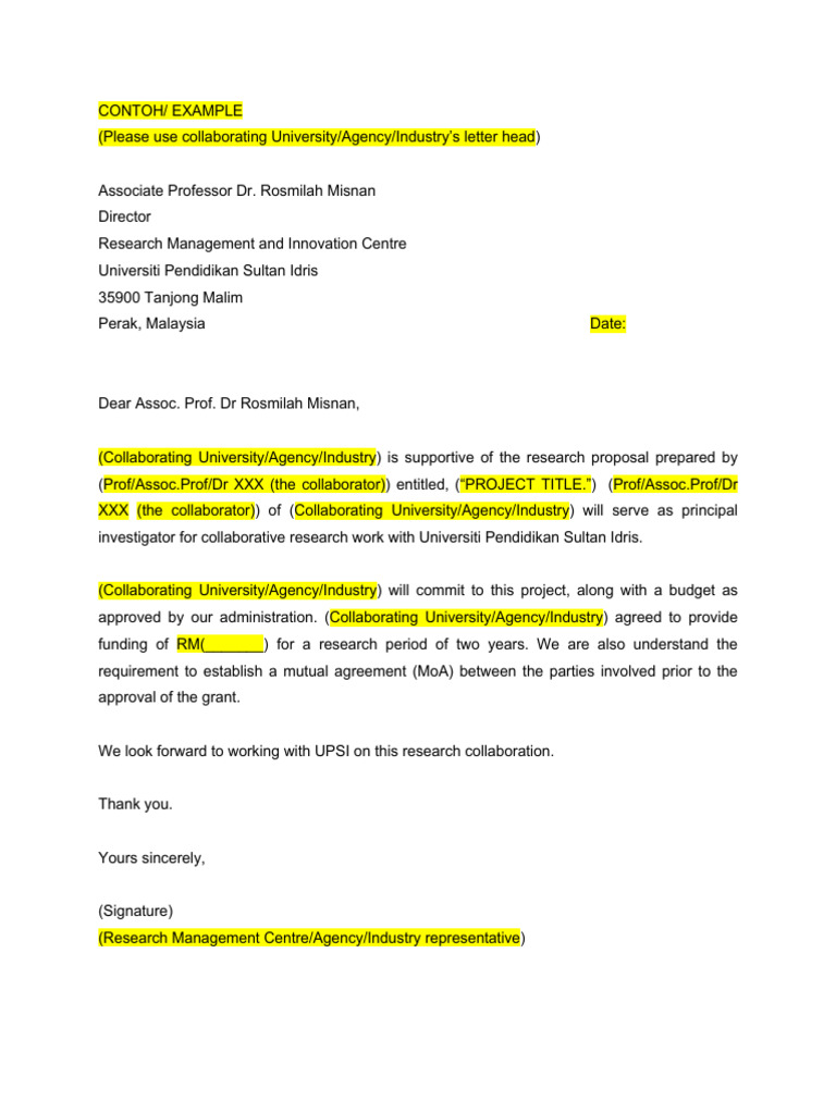 Contoh Surat Kolaborasi | PDF | Business