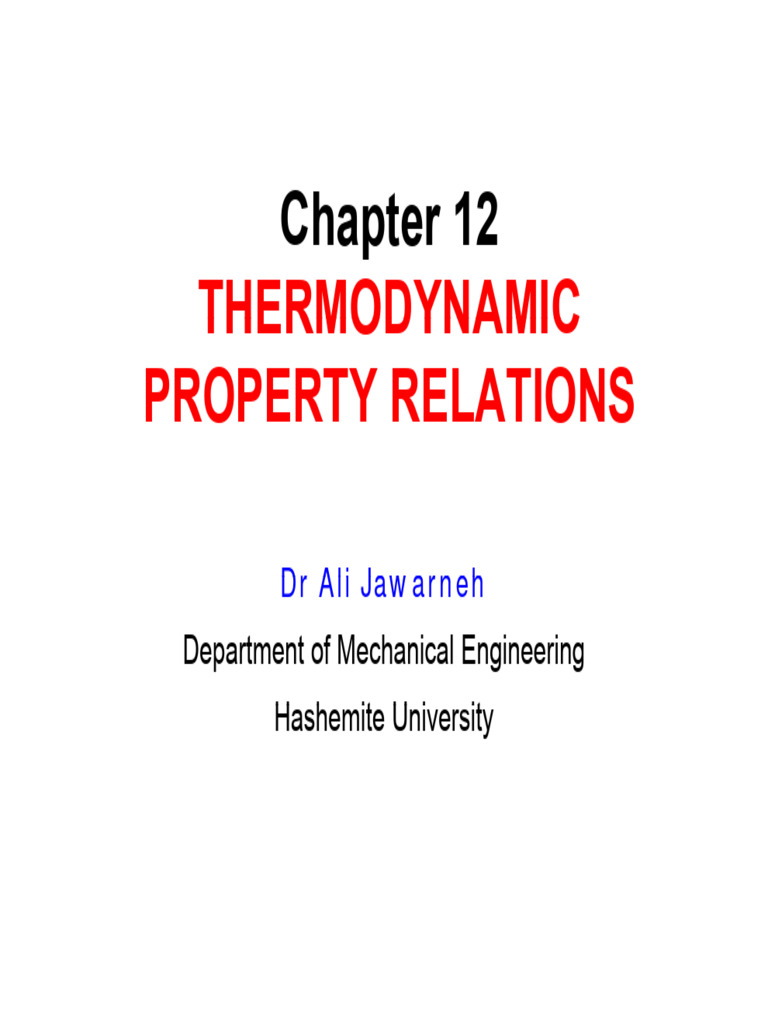 Thermodynamic Property Relation | PDF