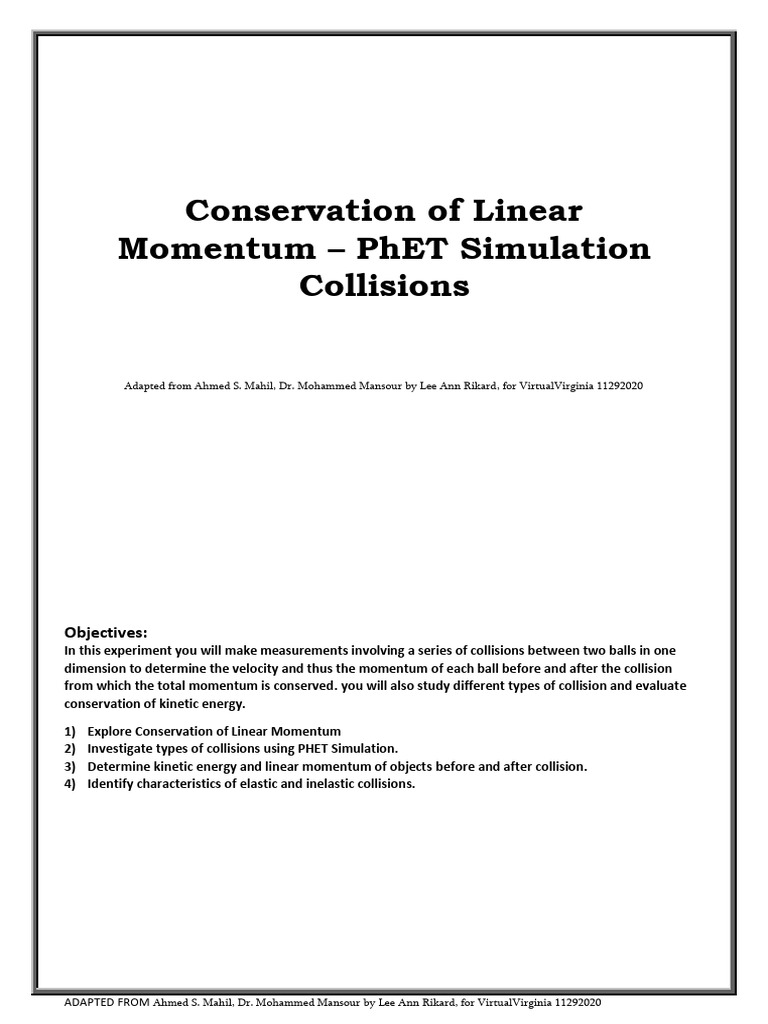 Conservation of Linear Momentum Edited1 | PDF | Teaching Methods & Materials | Science & Mathematics