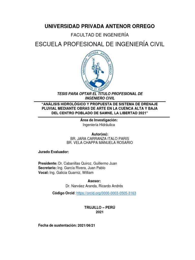 Escuela Profesional de Ingeniería Civil: Universidad Privada Antenor Orrego | PDF | Distribución ...