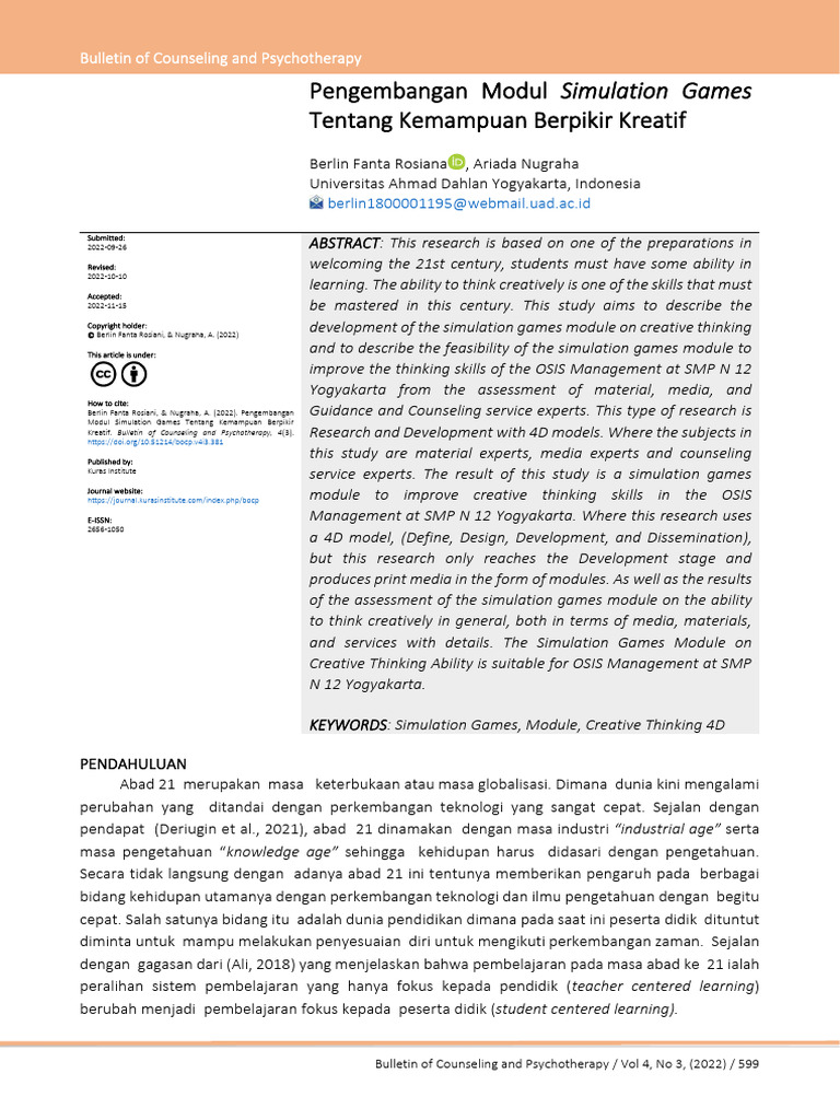 4 5 Gaming Simulation A Modul Simulation Pdf Cognition Science