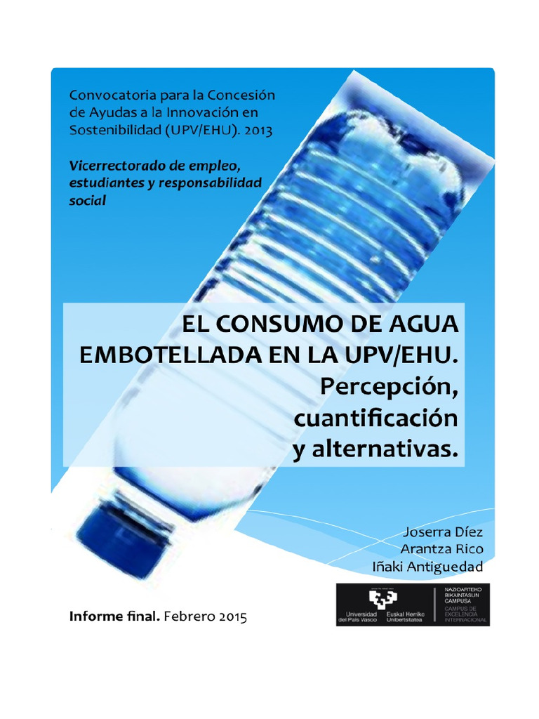 El Consumo De Agua Embotellada En La Upv Ehu Pdf Agua Agua