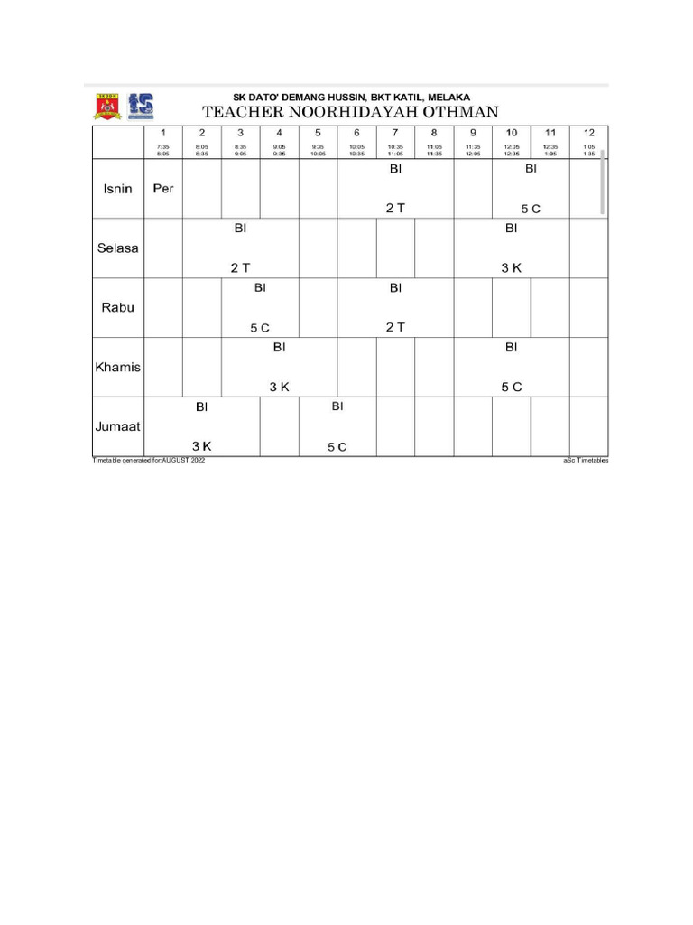 Timetable | PDF