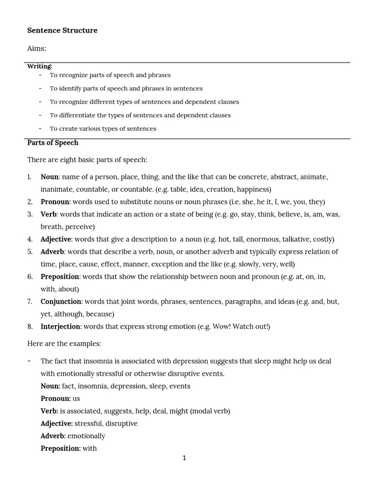 Meeting 2 - Sentence Review | PDF | Language Arts & Discipline