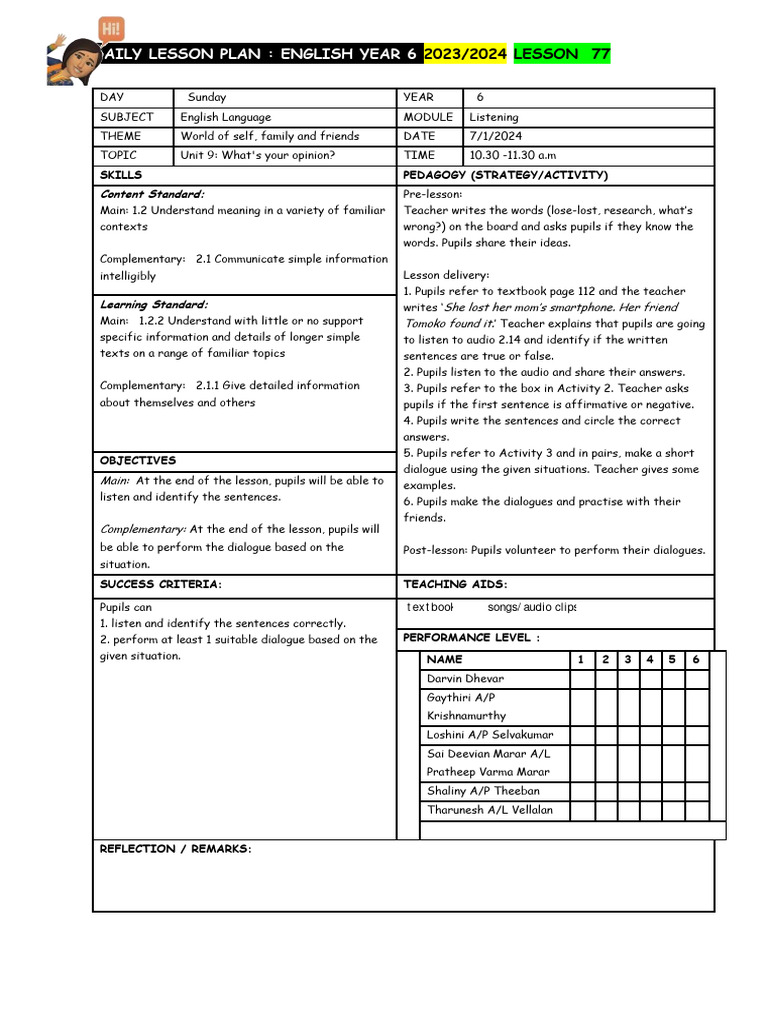 Lesson 77 | PDF | English Language | Lesson Plan