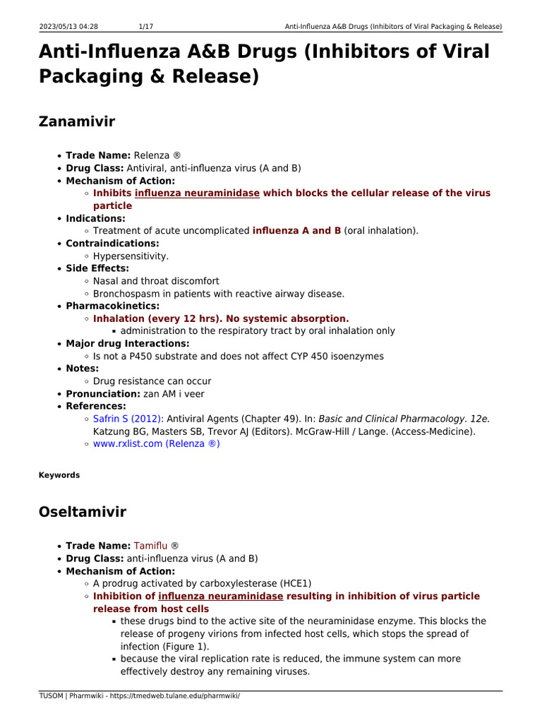 Anti-Influenza A B Drugs Inhibitors of Viral Packaging Release | PDF