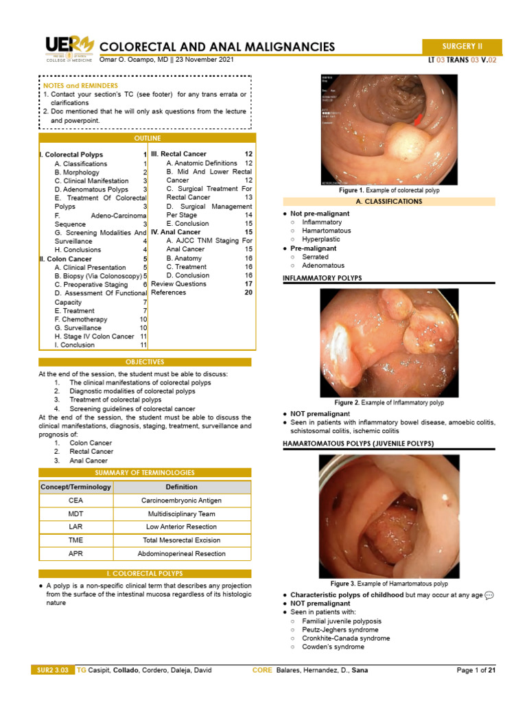 SUR2 3.03 Colorectal and Anal Malignancies Ocampo Final v.3 Dec. 8 ...