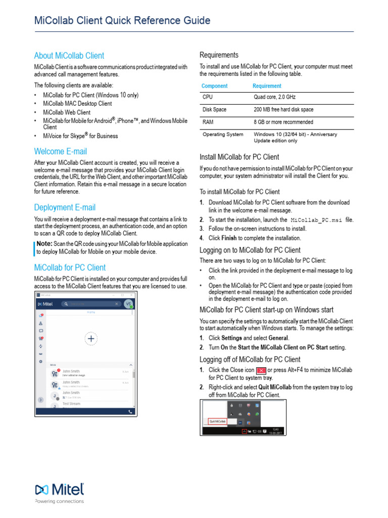 MiCollab Client QRG 7.3 en US | PDF