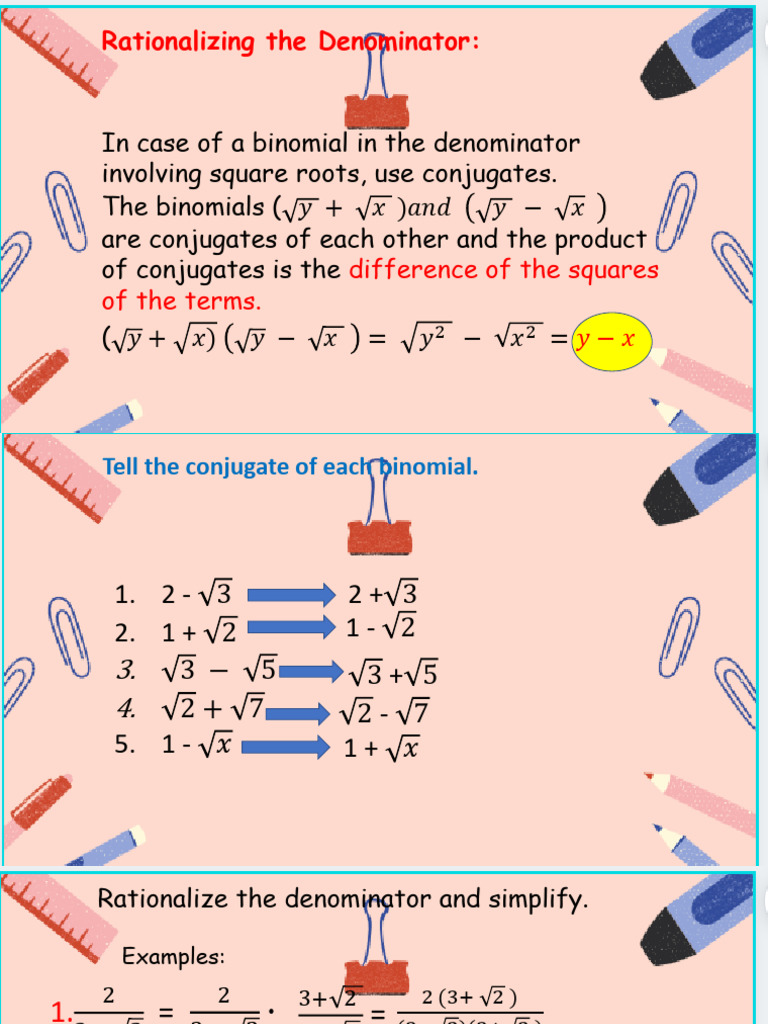 2Q - Week6b RATIONALIZING THE DENOMINATOR - 23 24 | PDF | Discrete ...