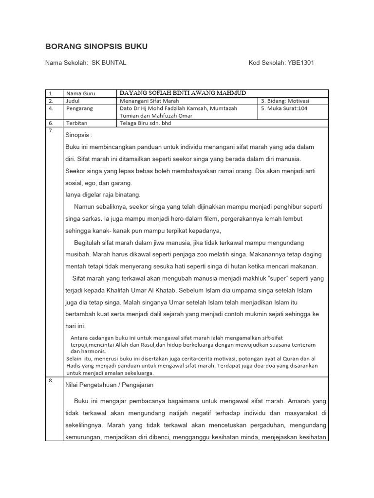 Borang Sinopsis Buku 2 | PDF