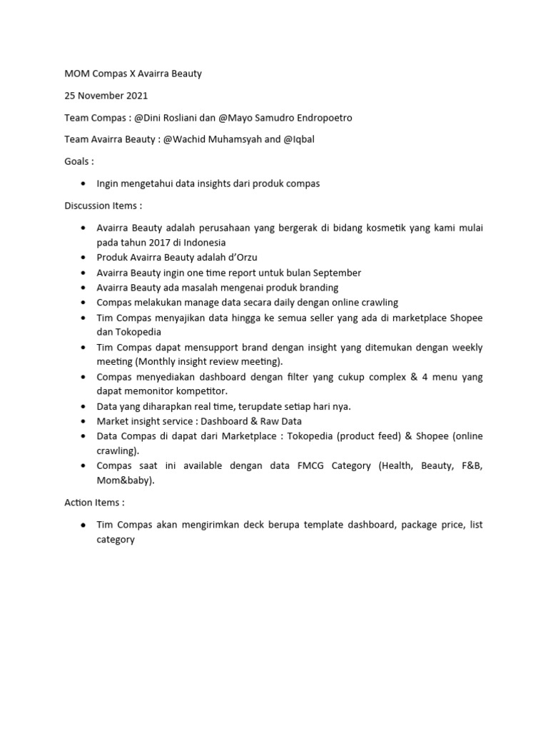 Insight Data Avairra Beauty oleh Compas | PDF