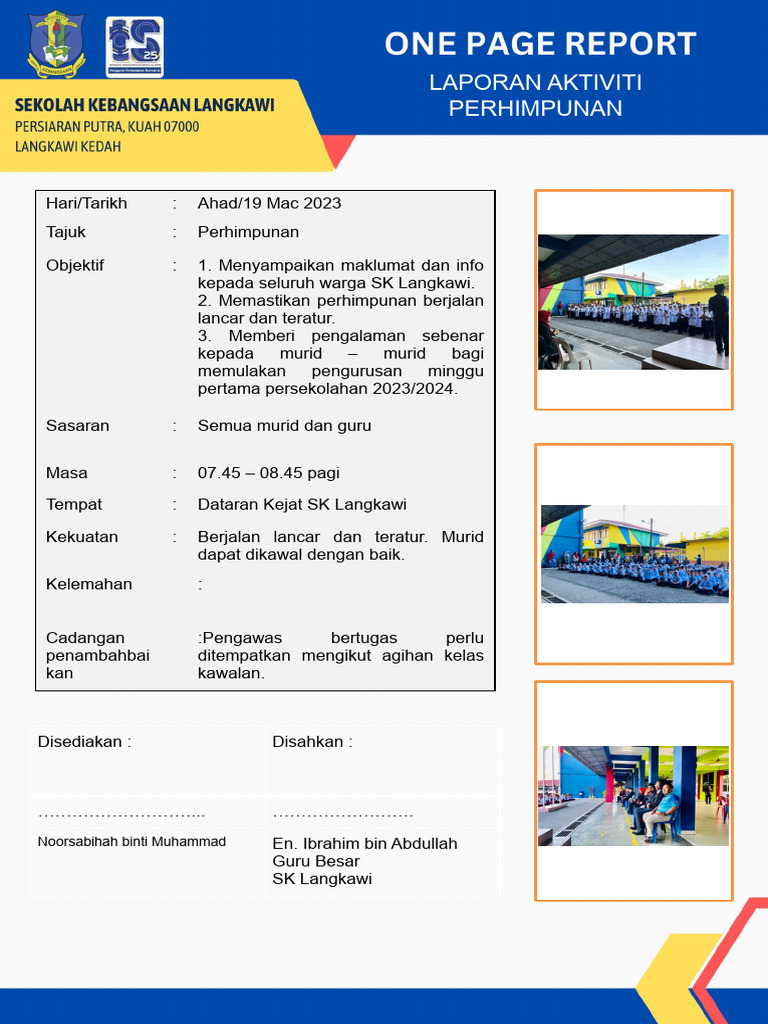 One Page Report Perhimpunan SKL | PDF
