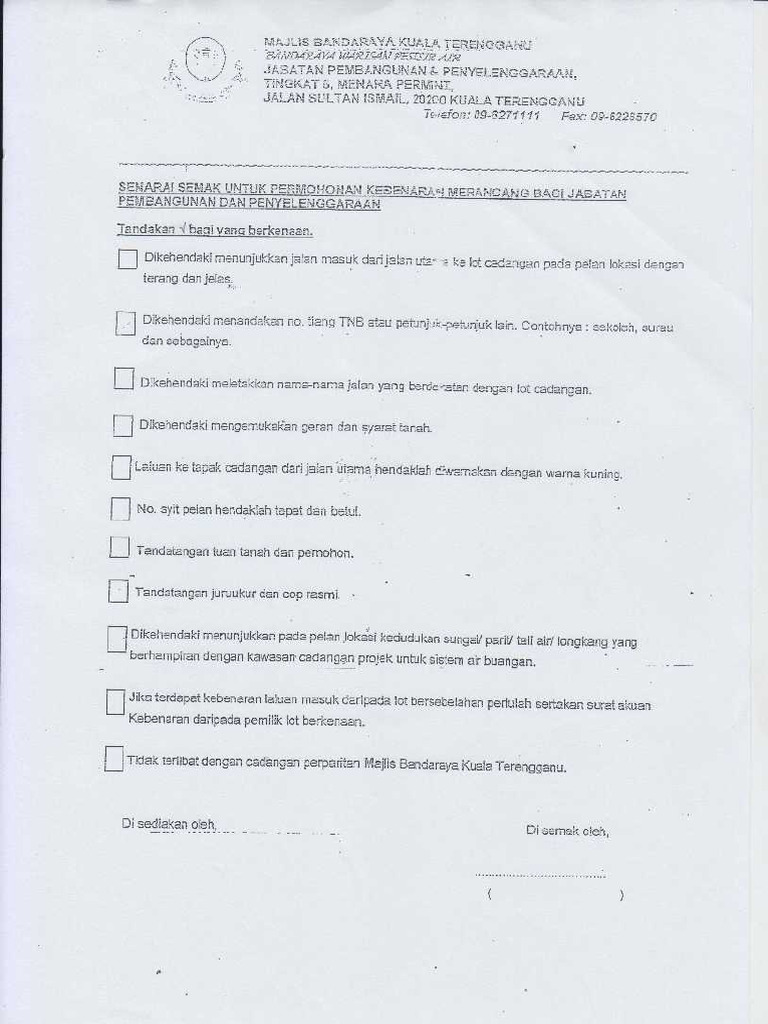 Senarai Semak Kebenaran Merancang Bagi Jabatan Pembangunan Dan ...