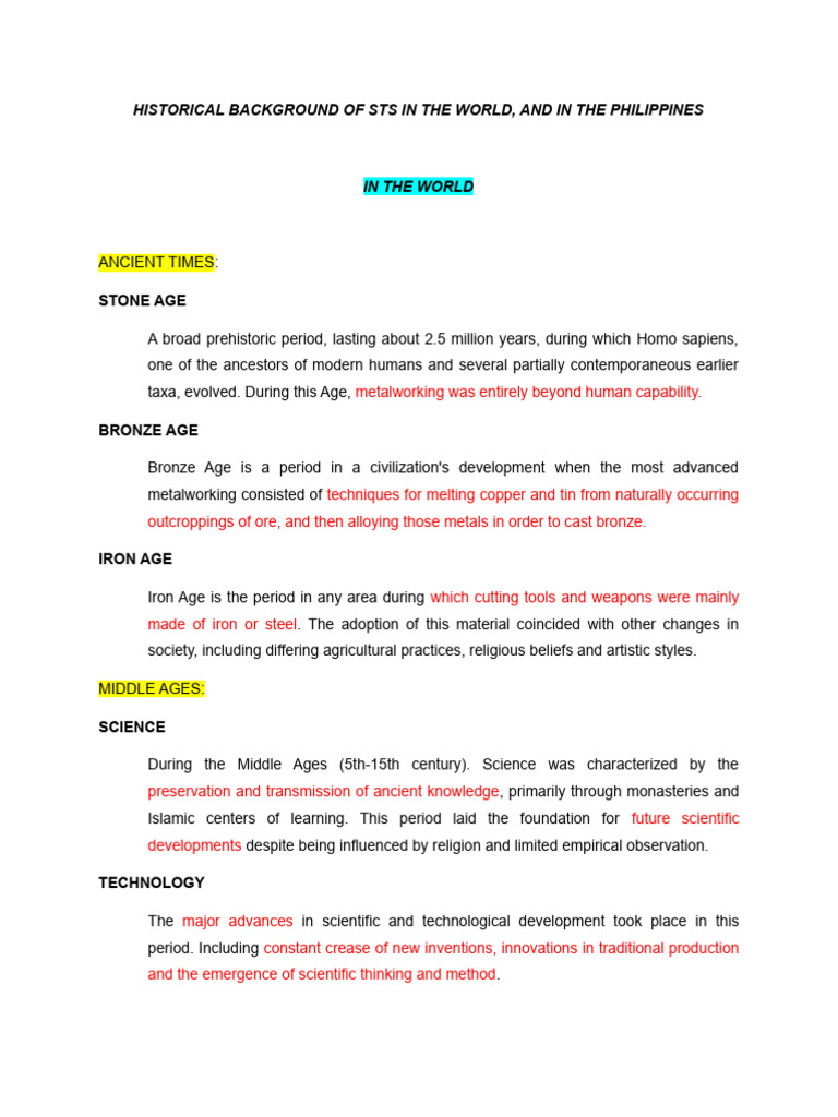 Historical Background of STS in The World | PDF