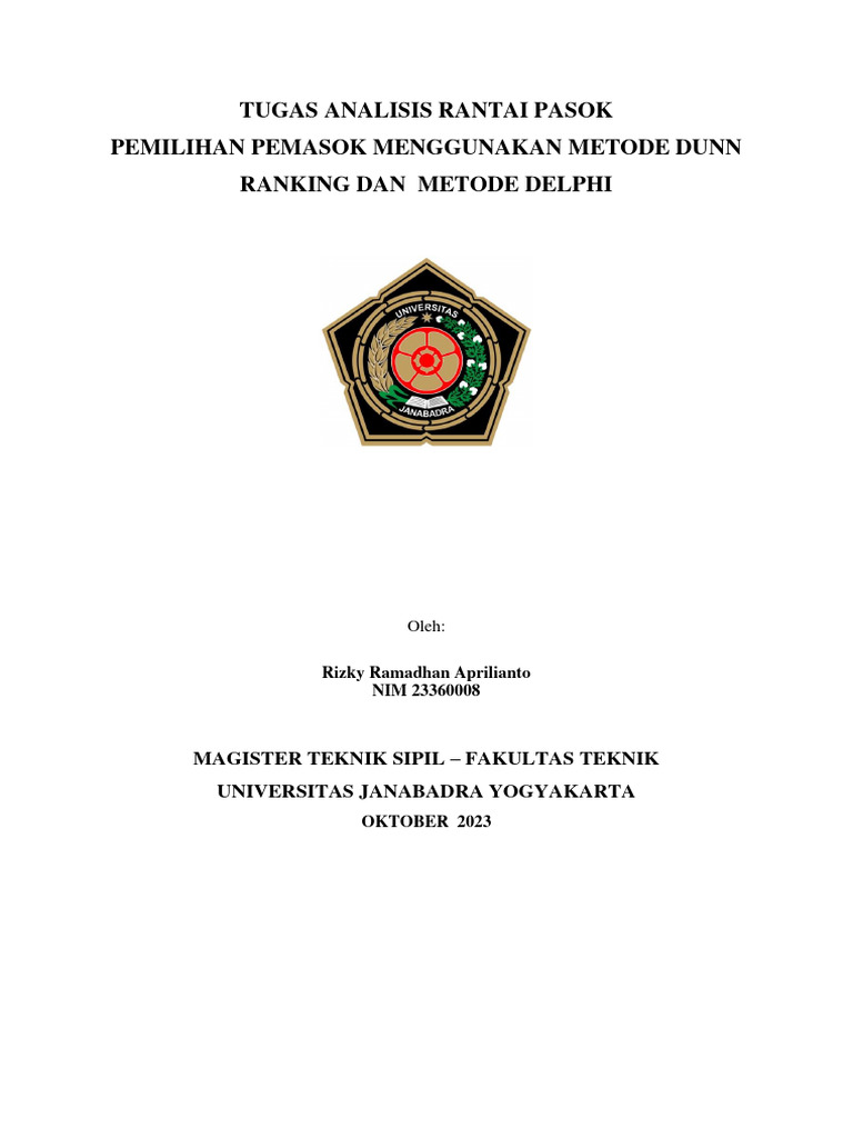 Rizky Ramadhan Aprilianto 23360008 - Tugas Rantai Pasok Metode Dunn Dan Delph | PDF