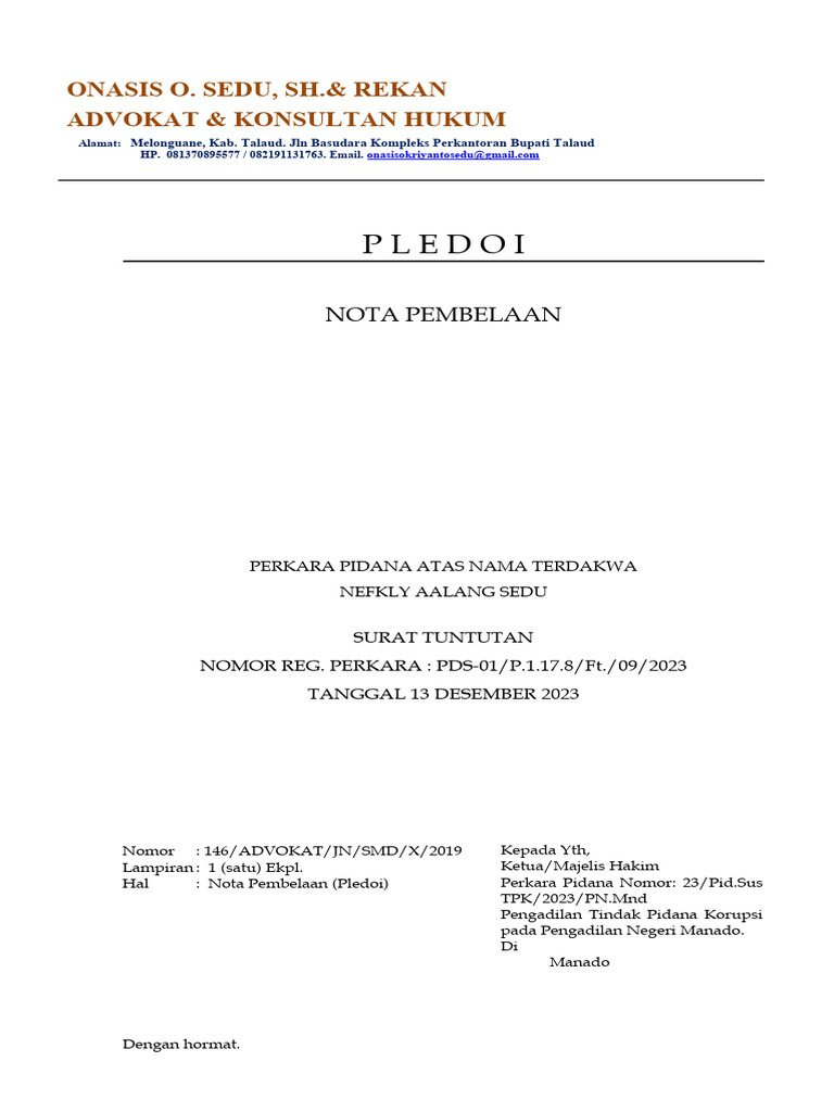 PLEDOI - Tipikor | PDF