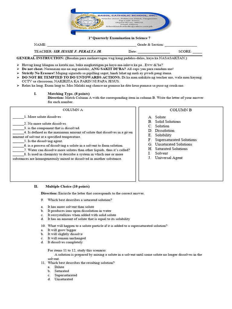 SCIENCE-7-Q1-PERIODICAL-EXAMINATION | PDF
