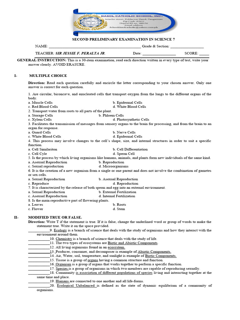 SCIENCE-7-Q2-PERIODICAL-EXAMINATION | PDF