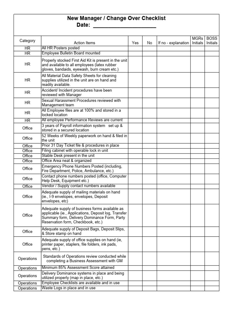New Manager Transition Checklist | PDF