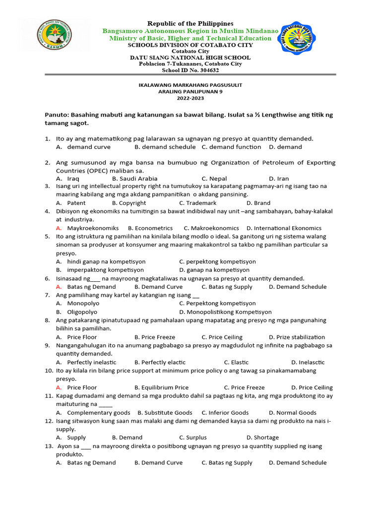 2nd Grading Exam | PDF