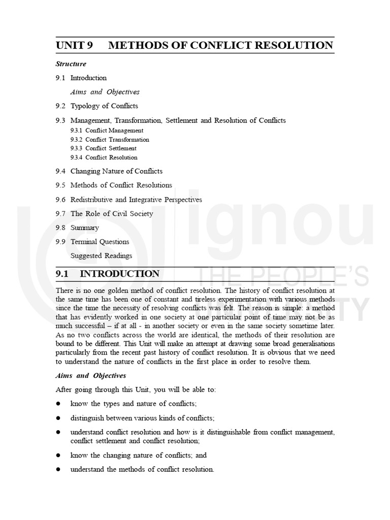 Conflict Resolution | PDF | Finance & Money Management | Politics
