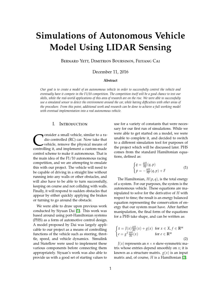 Simulations_of_Autonomous_Vehicle_Model | PDF | Lidar | Control Theory