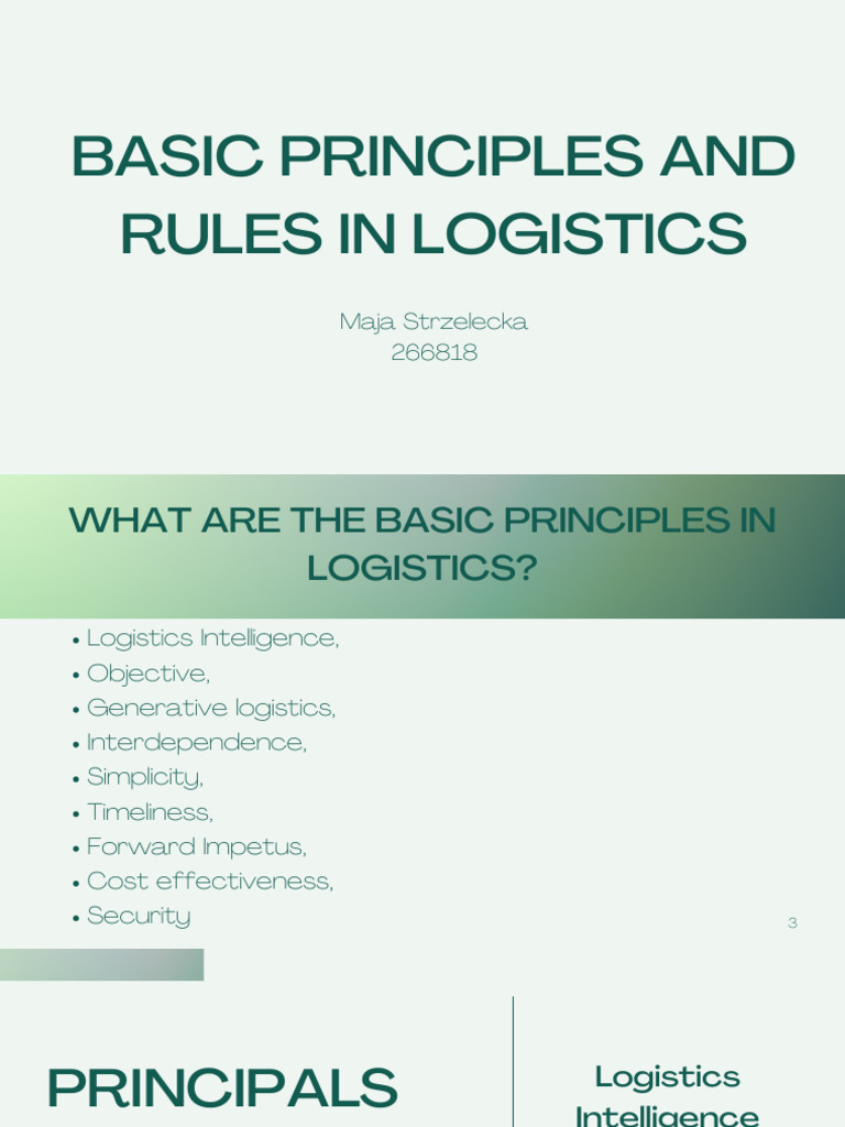 Basic Principles and Rules in Logistics | PDF