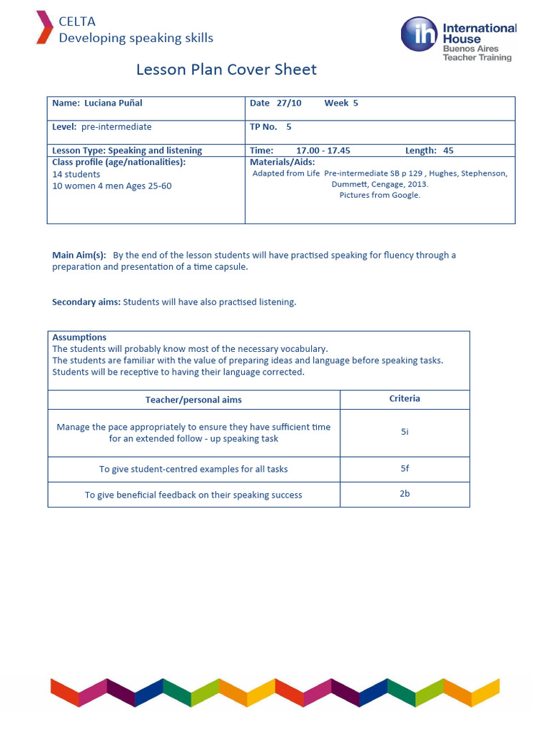 Lesson Plan. TP 5 | PDF
