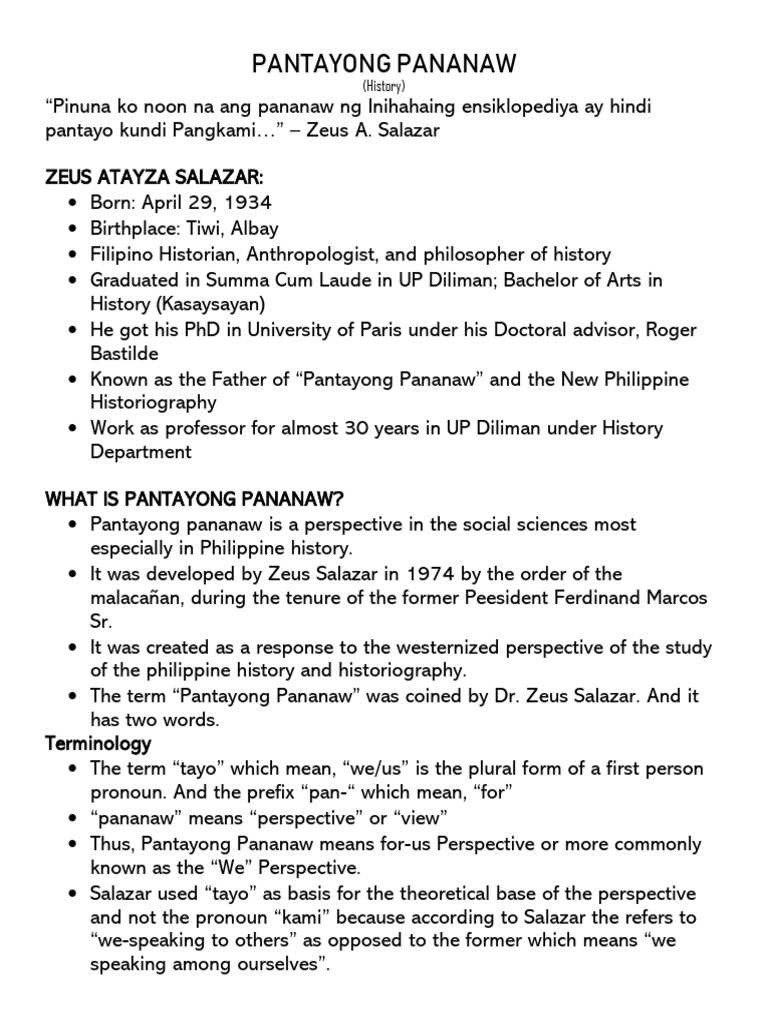 Pantayong Pananaw (Explain) | PDF | Social Science | Foreign Language ...