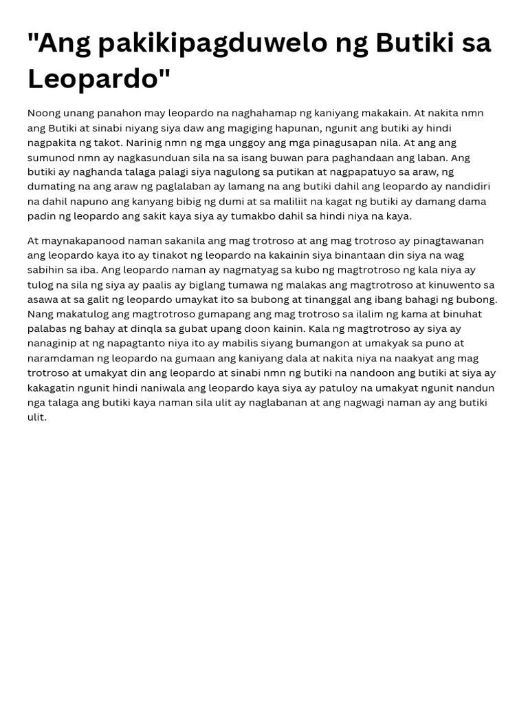 Ang Pakikipagduwelo NG Butiki Sa Leopardo - 20231105 - 205718 - 0000 | PDF