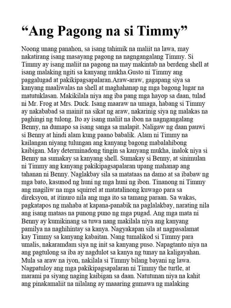 Ang Pagong Na Si Timmy | PDF