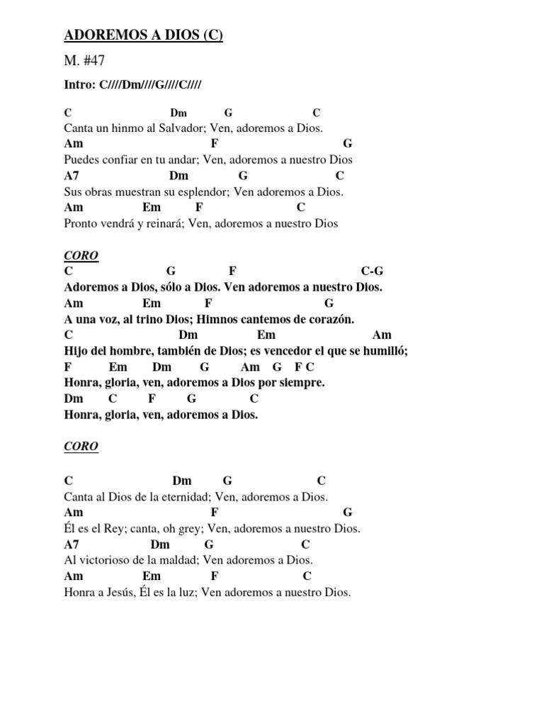 Adoremos a Dios: Letra y Acordes | PDF