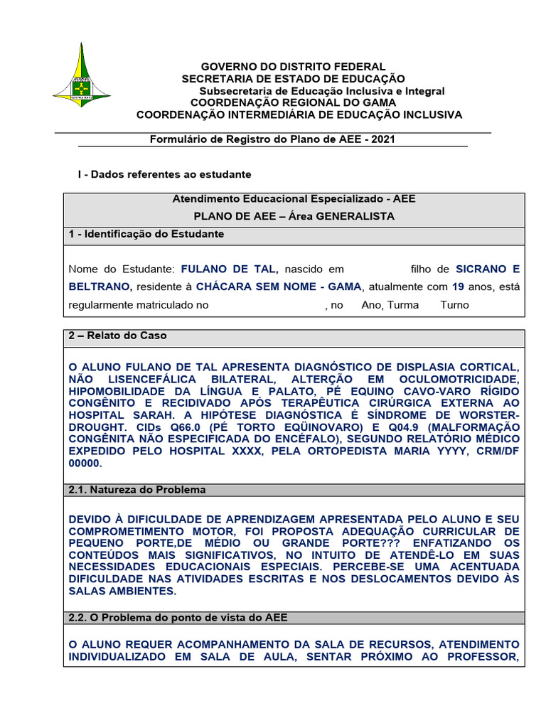 Plano - Aee - Modelo em Branco | PDF | Carreira e Crescimento | Negócios