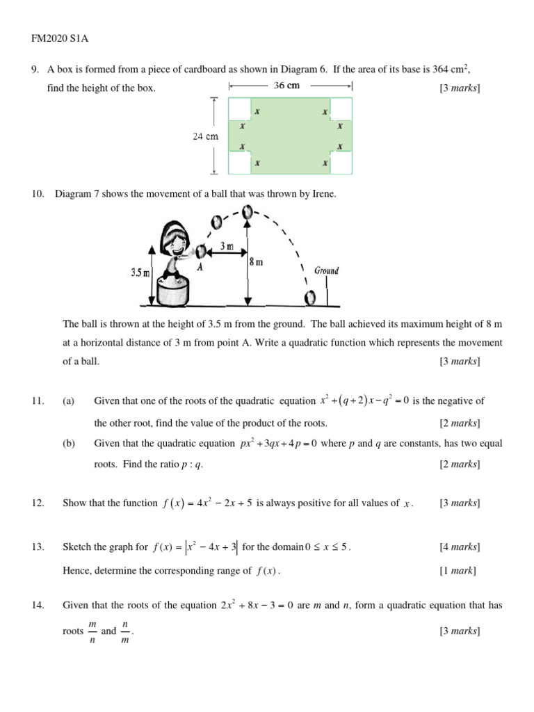 F4 Add Maths Chap 2 Extra Ex (March 2023) | PDF