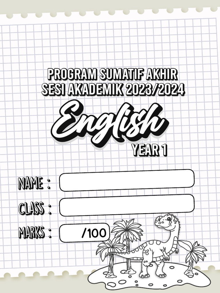 End of Year ENGLISH Y1 | PDF