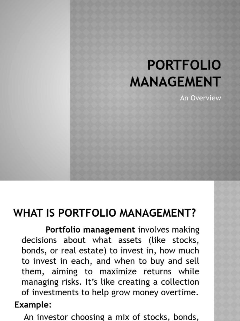 Portfolio Management: Key Concepts Explained | PDF | Investment Fund ...