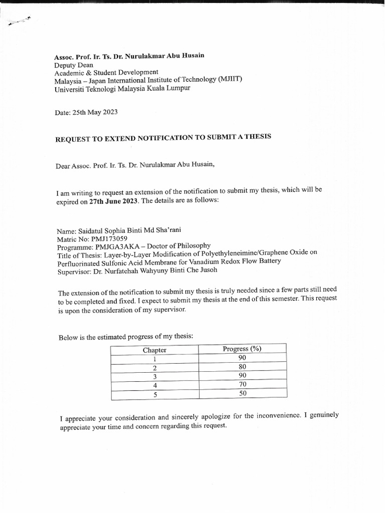Sophia - NHT Extension Letter | PDF